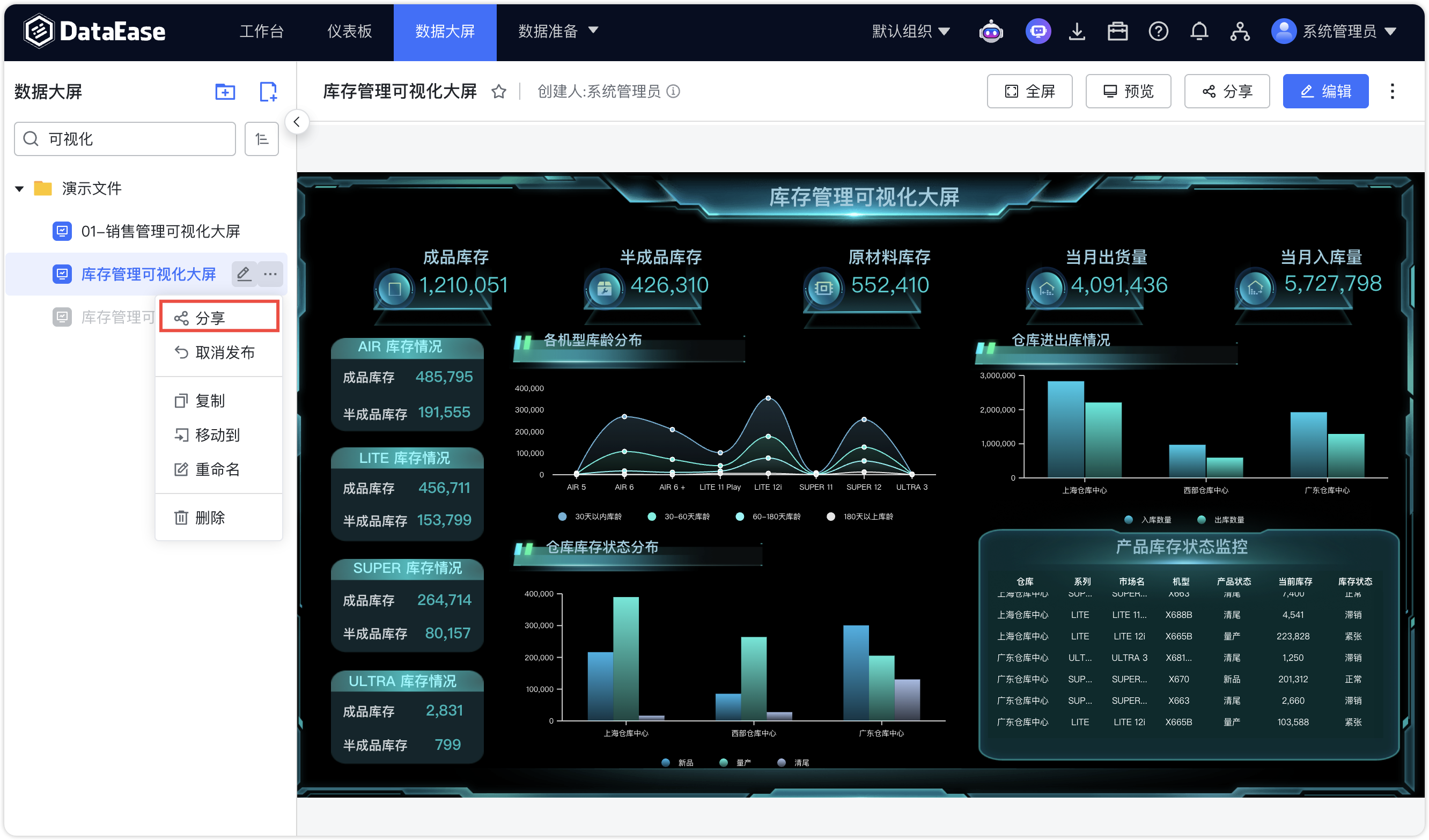 数据大屏使用 - DataEase 文档